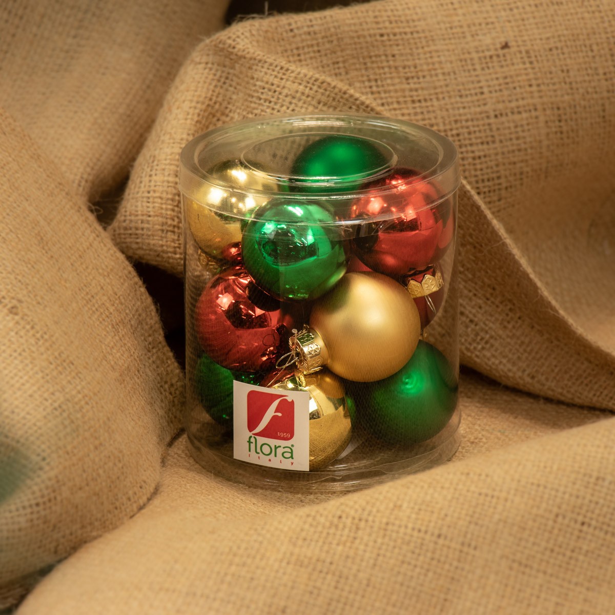 Palline di Natale in vetro multicolore D.4 cm in confezione da 12pz