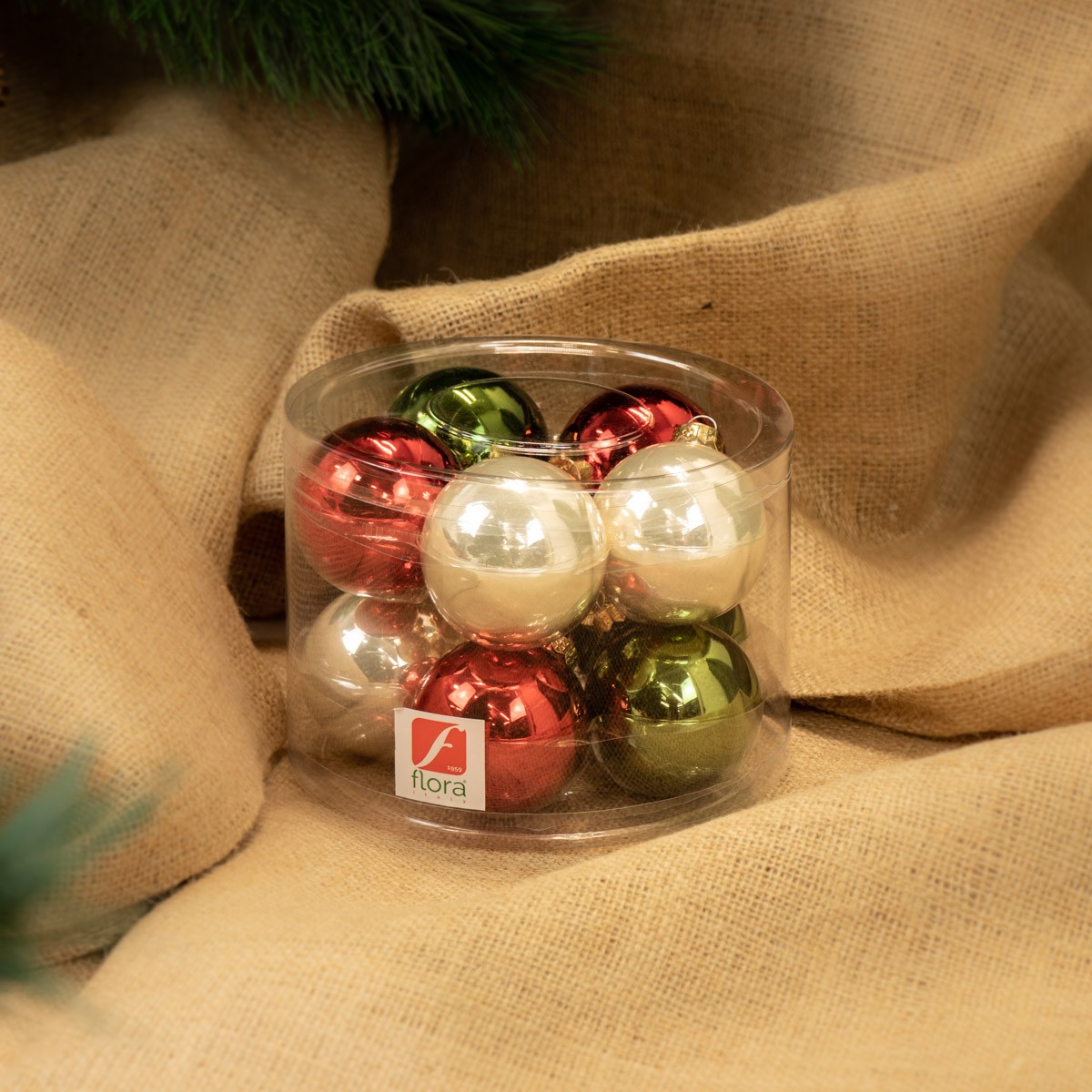 Palline di Natale in vetro multicolor D. 6 cm conf. da 10pz in vendita