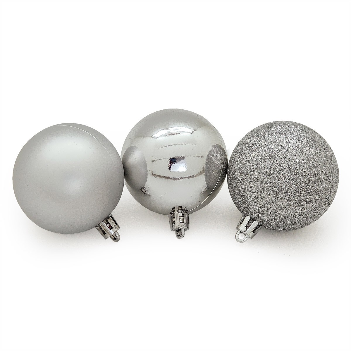 Palline di Natale in plastica argento Ø 8 cm set da 4 pezzi - in vendita