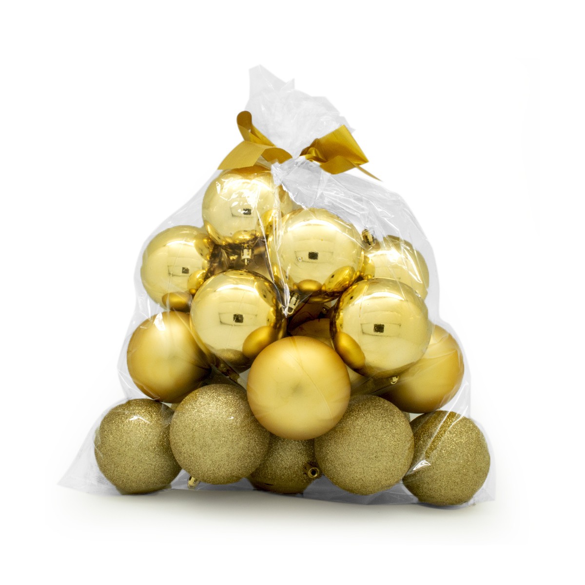 Palline di Natale in plastica oro Ø 8 cm conf da 24 pz - in vendita