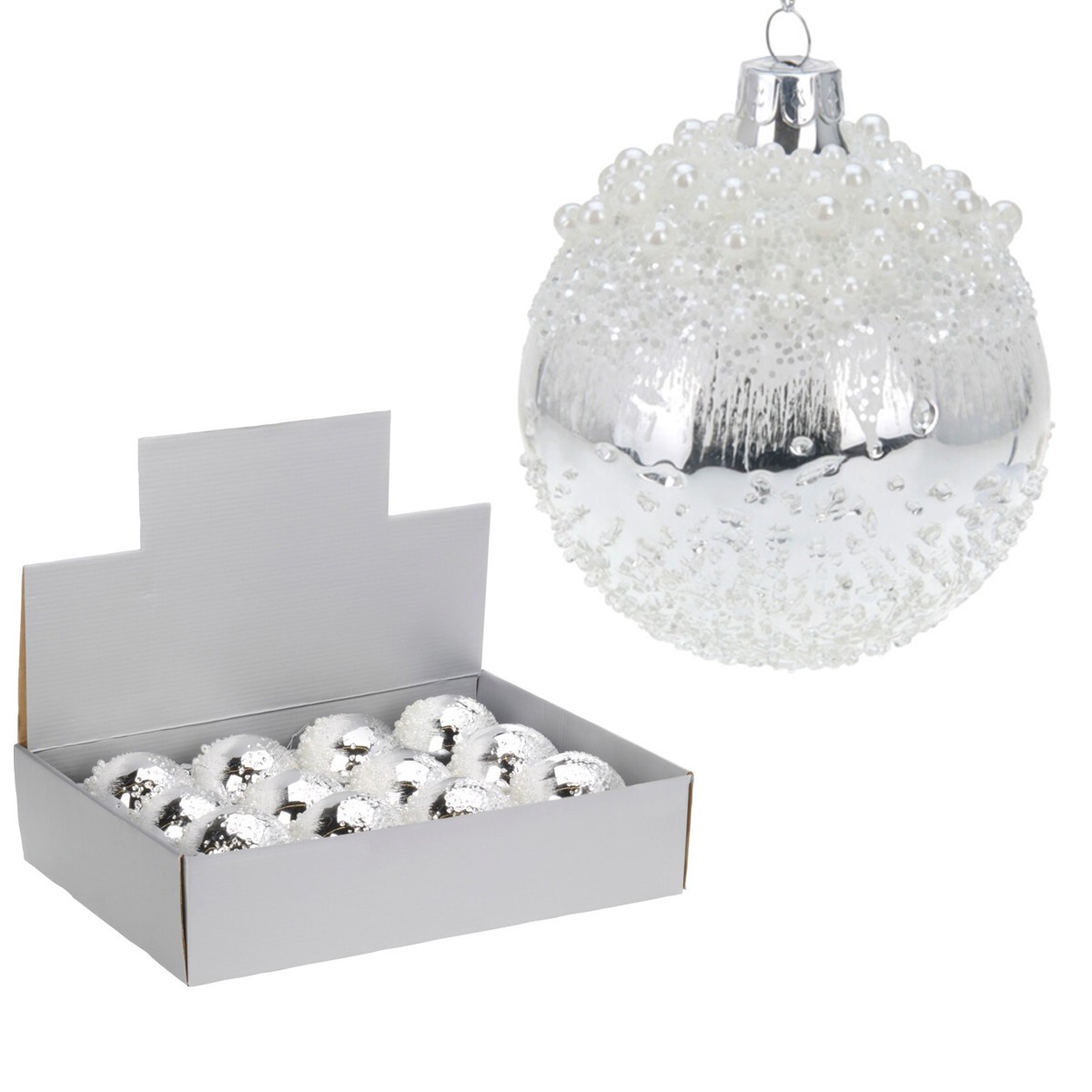 Pallina di Natale sfera in vetro con perline Ø 8 cm H&S Collection